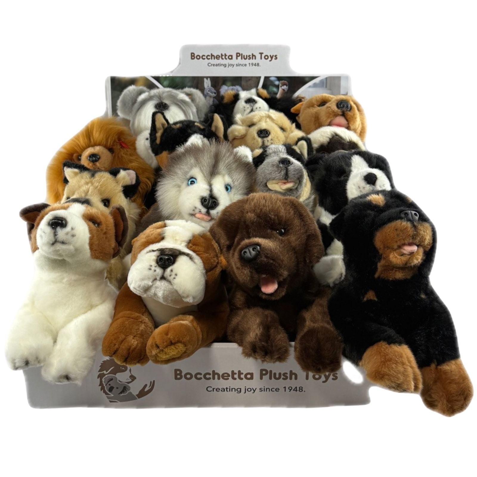 POS Stand with 32 Plush Puppies – Bocchetta Plush Toys